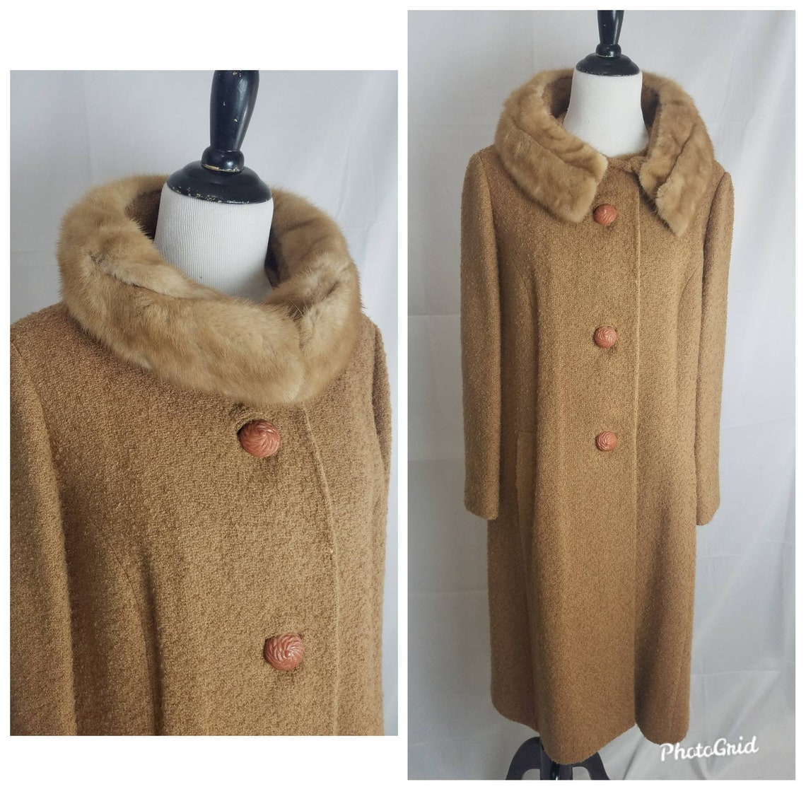1960s coat Belk Simpson Co. vintage 60s boucle wool tan jacket | Etsy