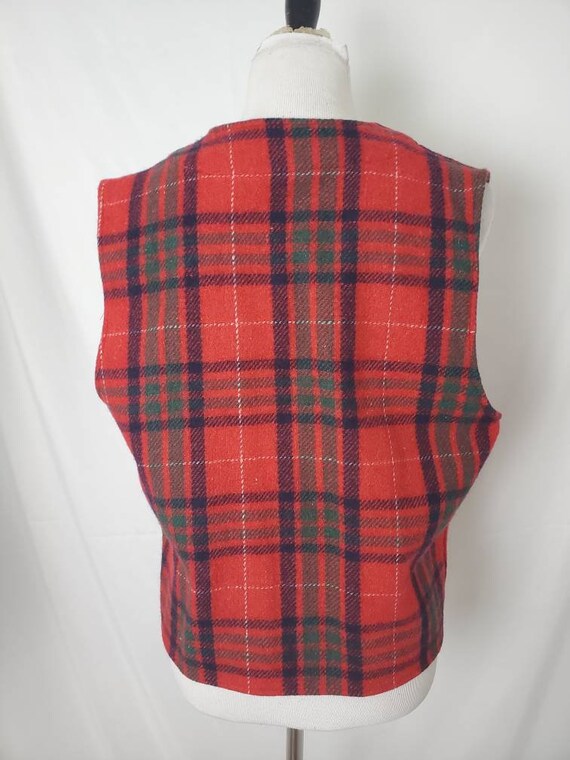 Vintage 80s vest plaid 1980s American Eagle wool wais… - Gem