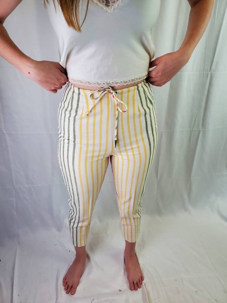 1960s Pants Vintage 60s Striped Retro Capris | Etsy