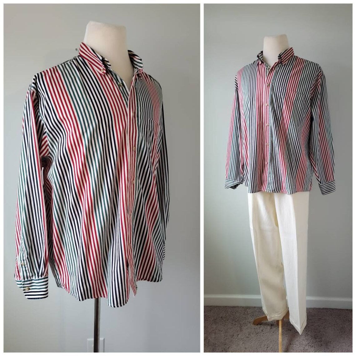 1990s Shirt Striped Vintage 90s Natural Issue Oxford Button Down - Etsy