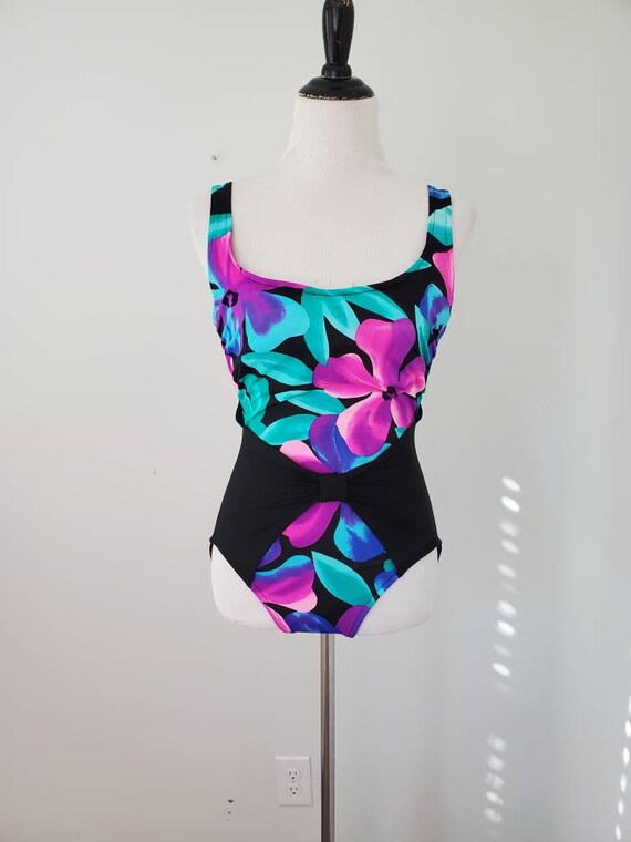 2000s swimsuit vintage tropical floral Slimsuit bathi… - Gem