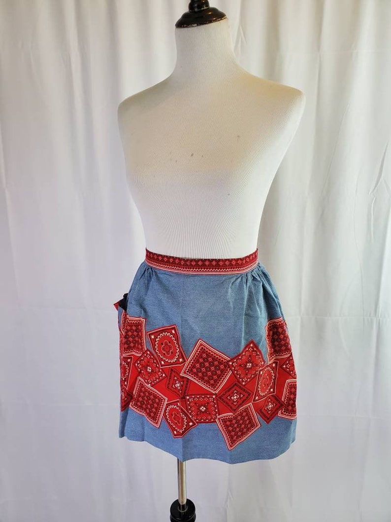 1970s apron vintage 70s western bandana linen | Etsy