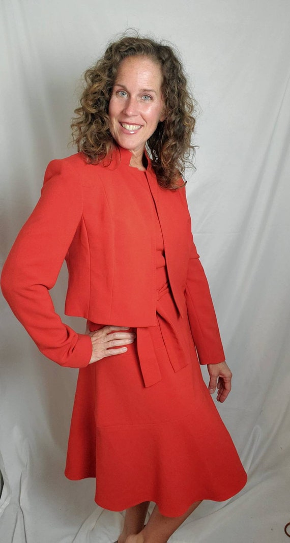 1990s dress burnt orange retro style vintage 90s suit - Gem