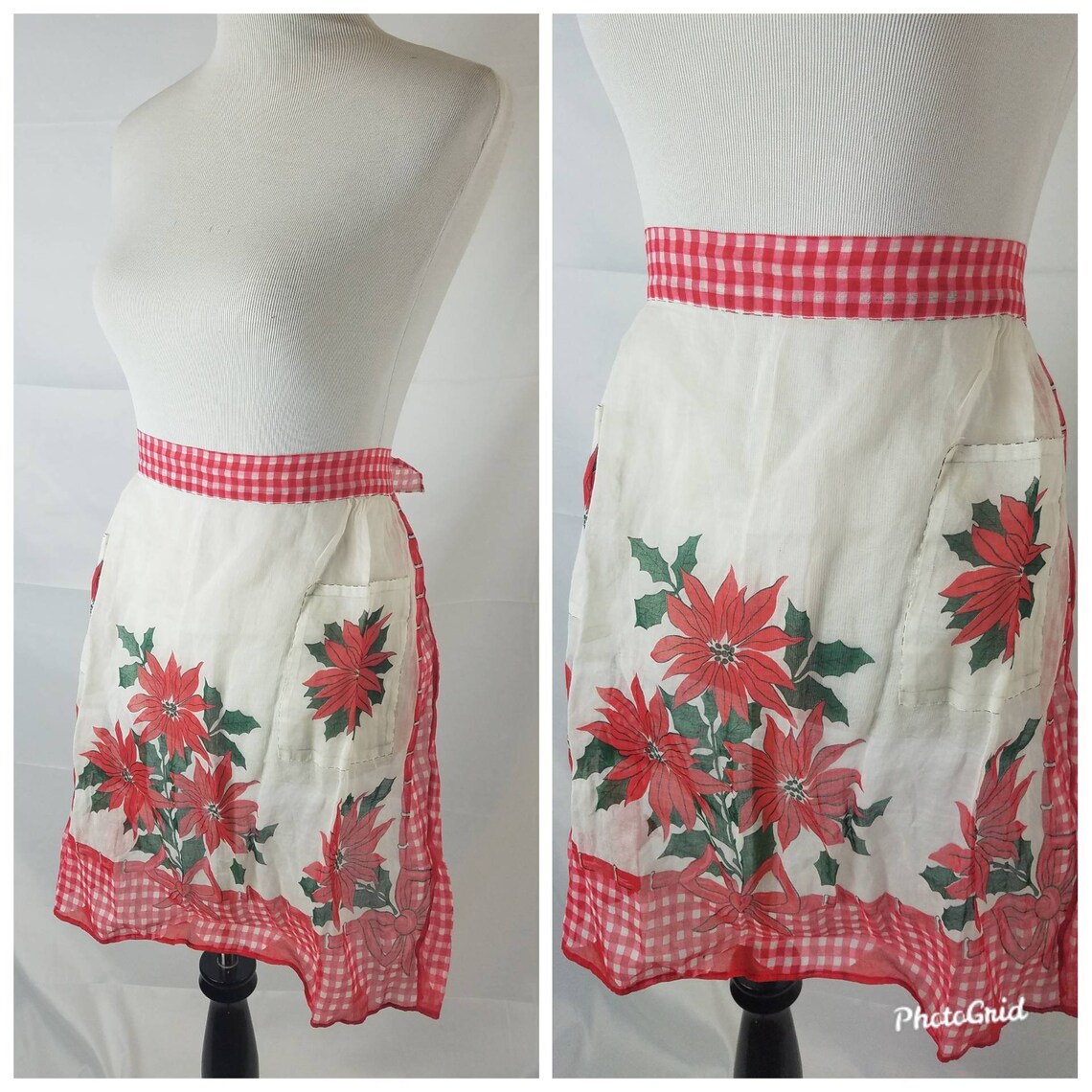 1960s Apron Christmas Vintage 60s Poinsettia Hostess Linen - Etsy
