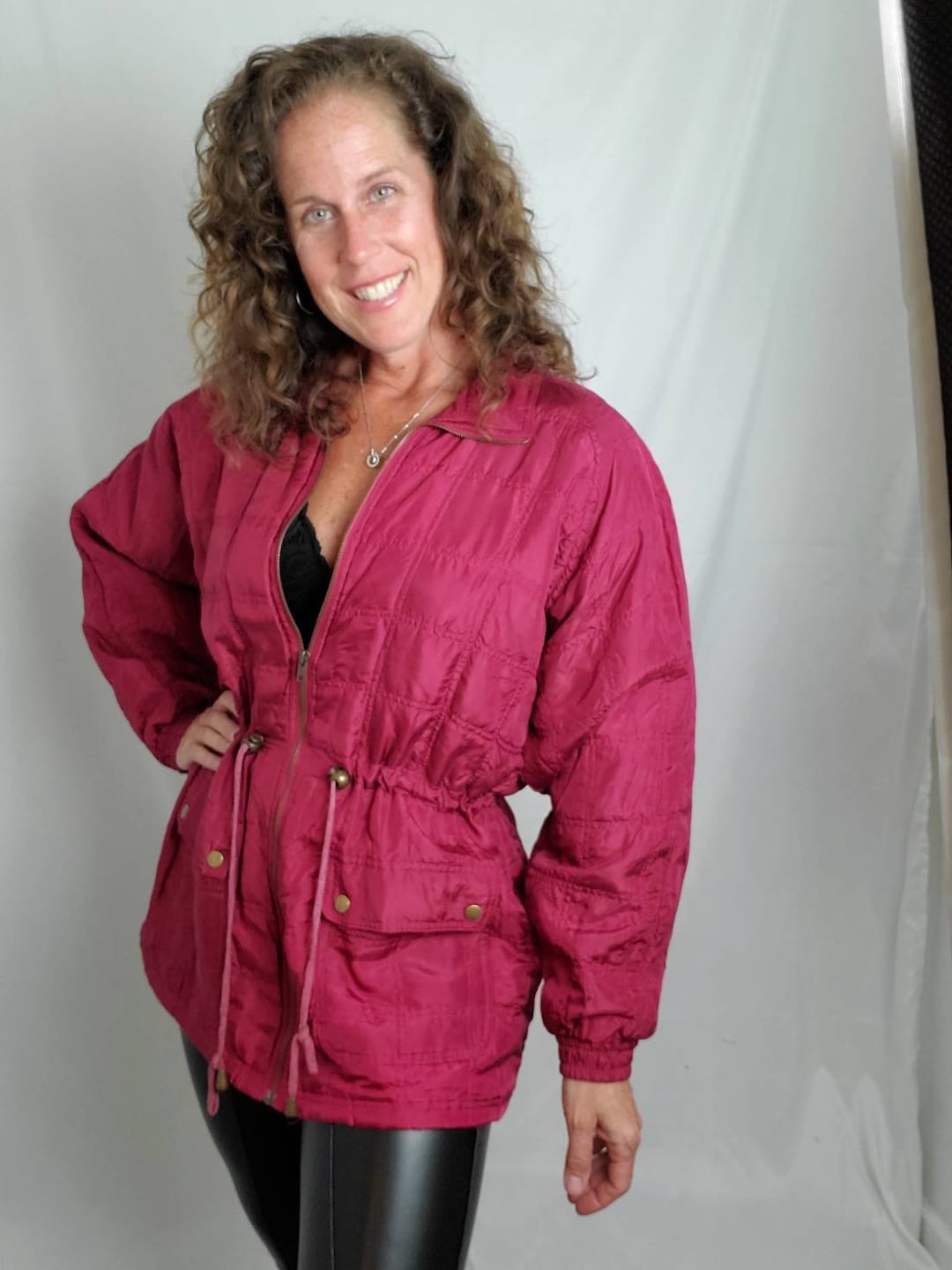 1980s Windbreaker Vintage Silk 80s Lavon Maroon Jacket - Etsy