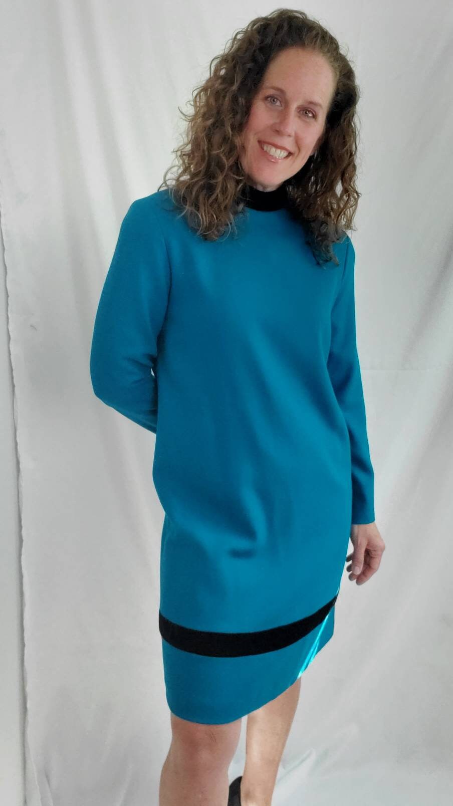 1980s Dress Mod Style Vintage 80s Does 60s Aqua Evan-picone - Etsy
