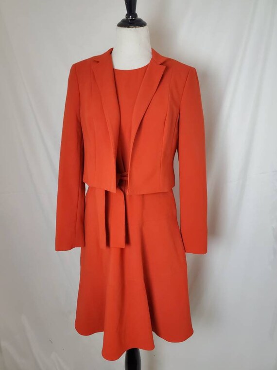 1990s dress burnt orange retro style vintage 90s suit - Gem