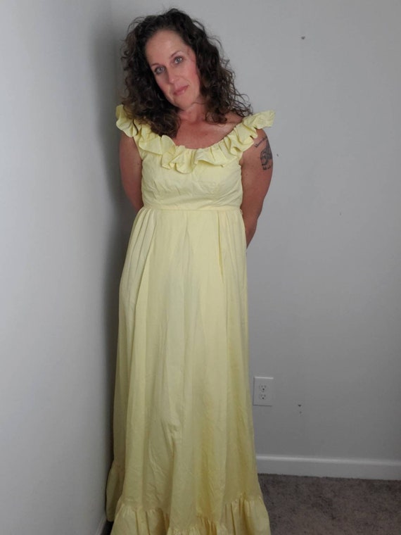1970s prom dress yellow vintage 70s maxi - Gem