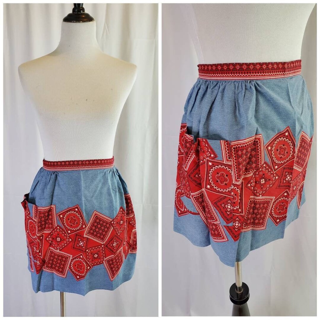 1970s Apron Vintage 70s Western Bandana Linen - Etsy