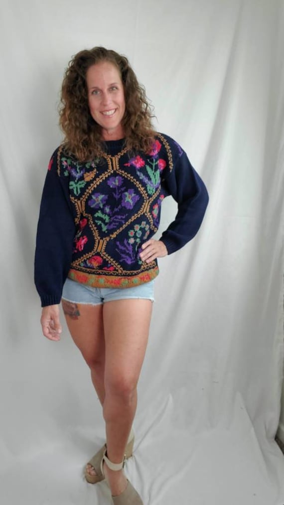 1990s sweater floral vintage 90s Crystal streetwear p… - Gem