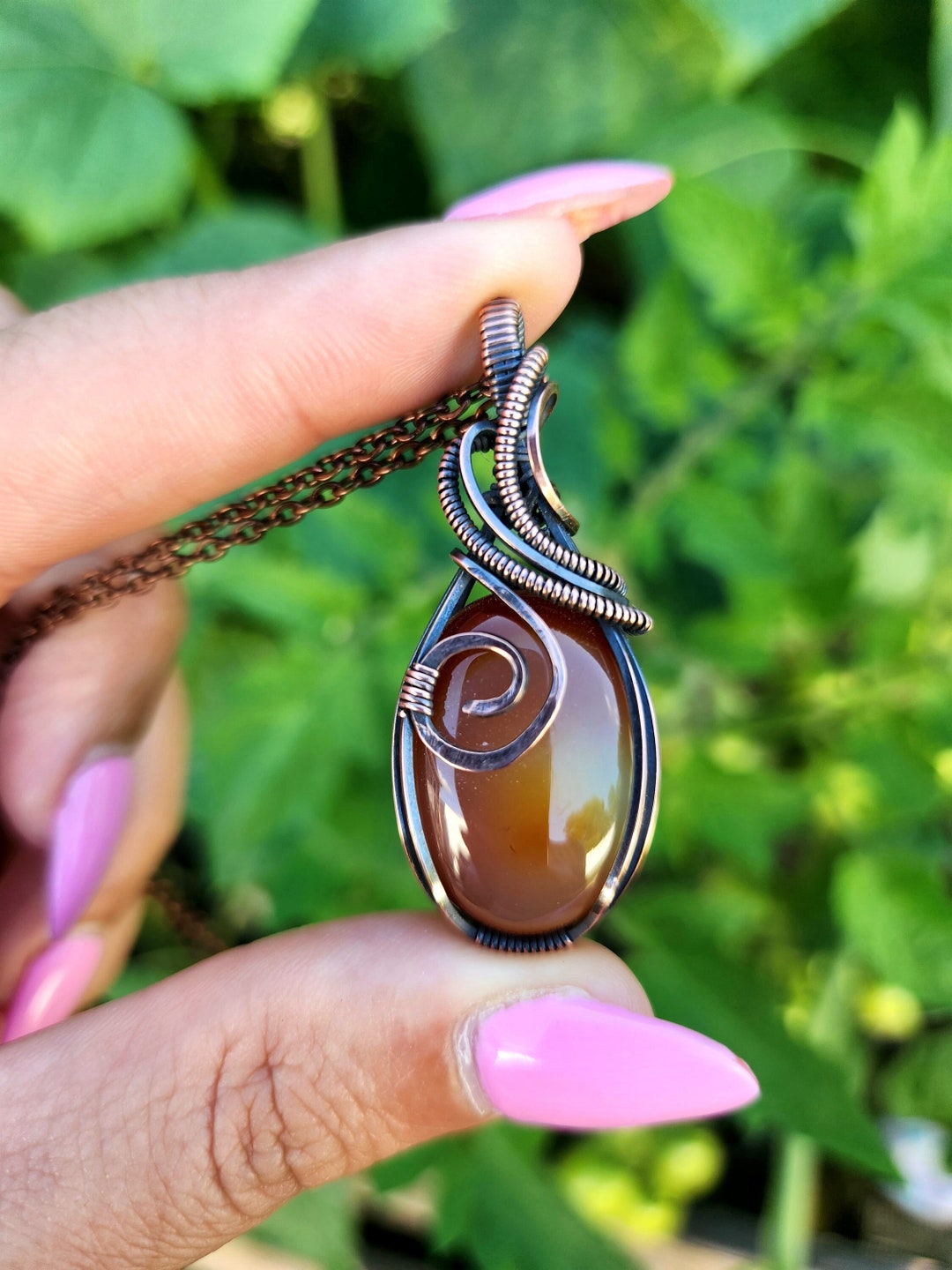 Carnelian Wire Wrapped Necklace/crystal Necklace/boho Jewelry/gift for ...