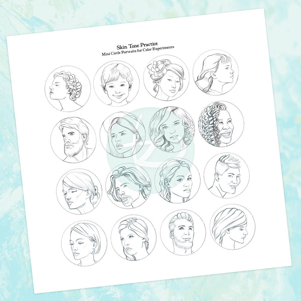 Coloring Portrait Practice Pack Face Elements Pages From - Etsy