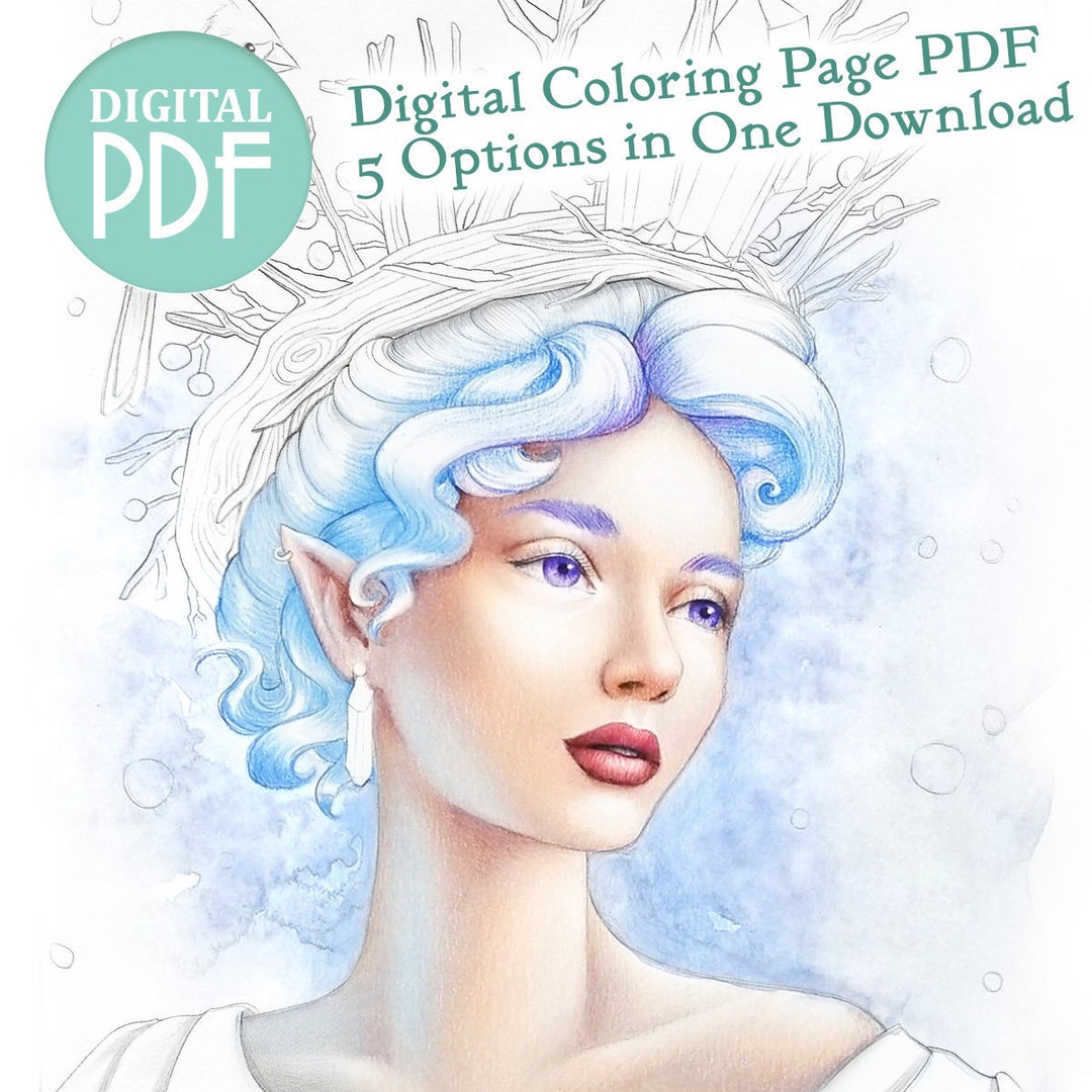 Icebringer Snow Elf Coloring Page: Fantasy Art Printable (PDF) - Etsy