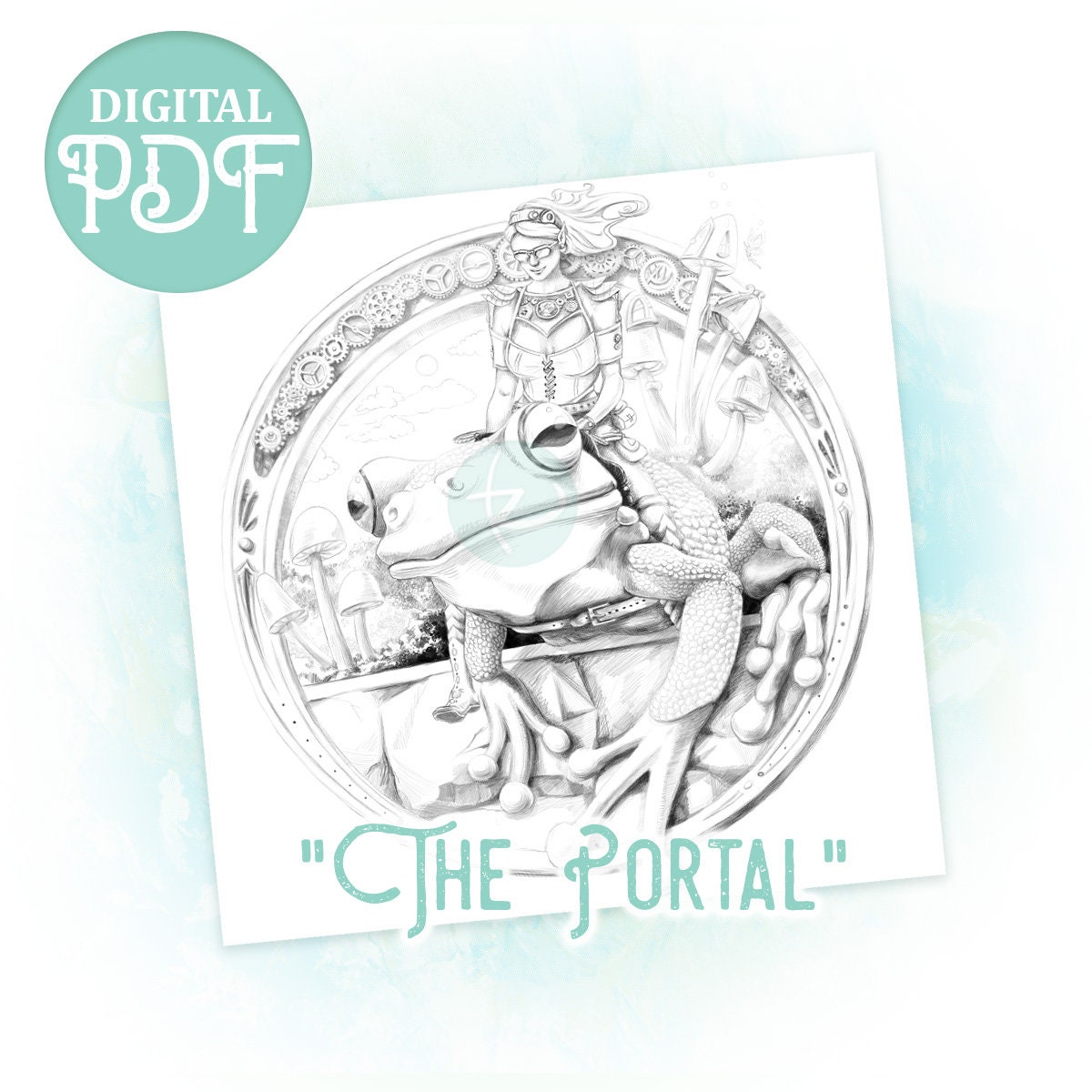 The Portal: Steampunk Adult Coloring Page Digital Download Printable ...