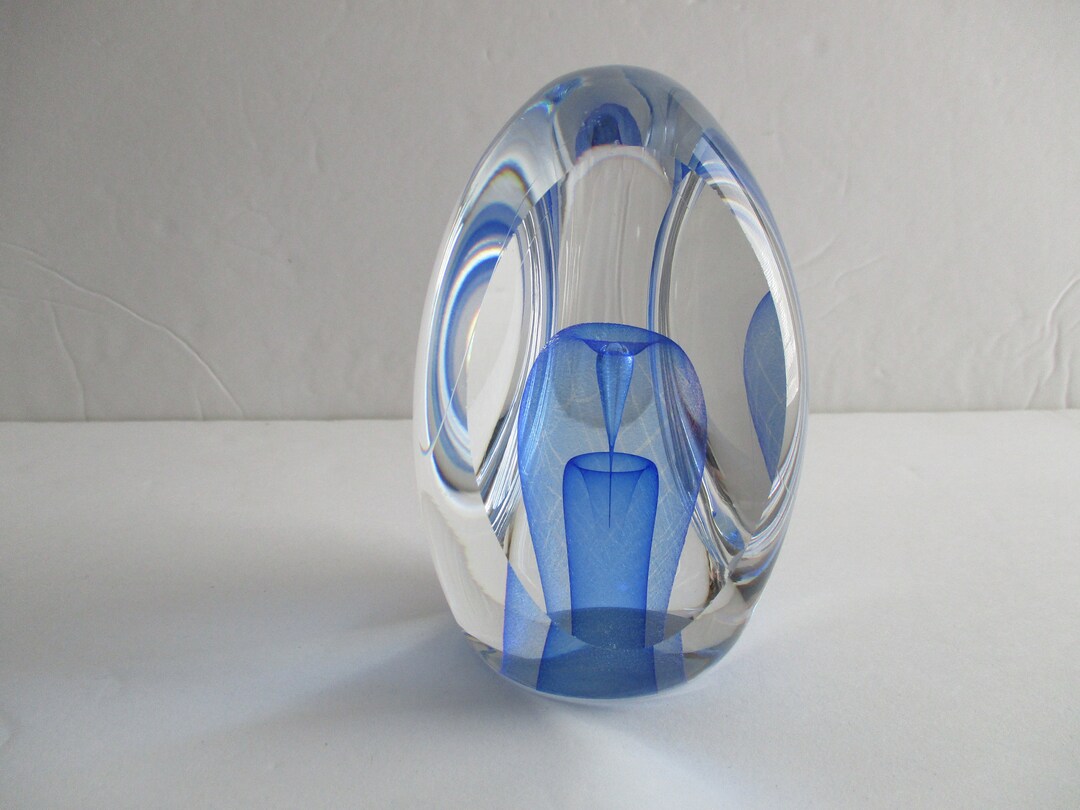 Ed Nesteruk Sommerso Art Glass Sculpture Pop Art Statuette Blue/ Clear ...