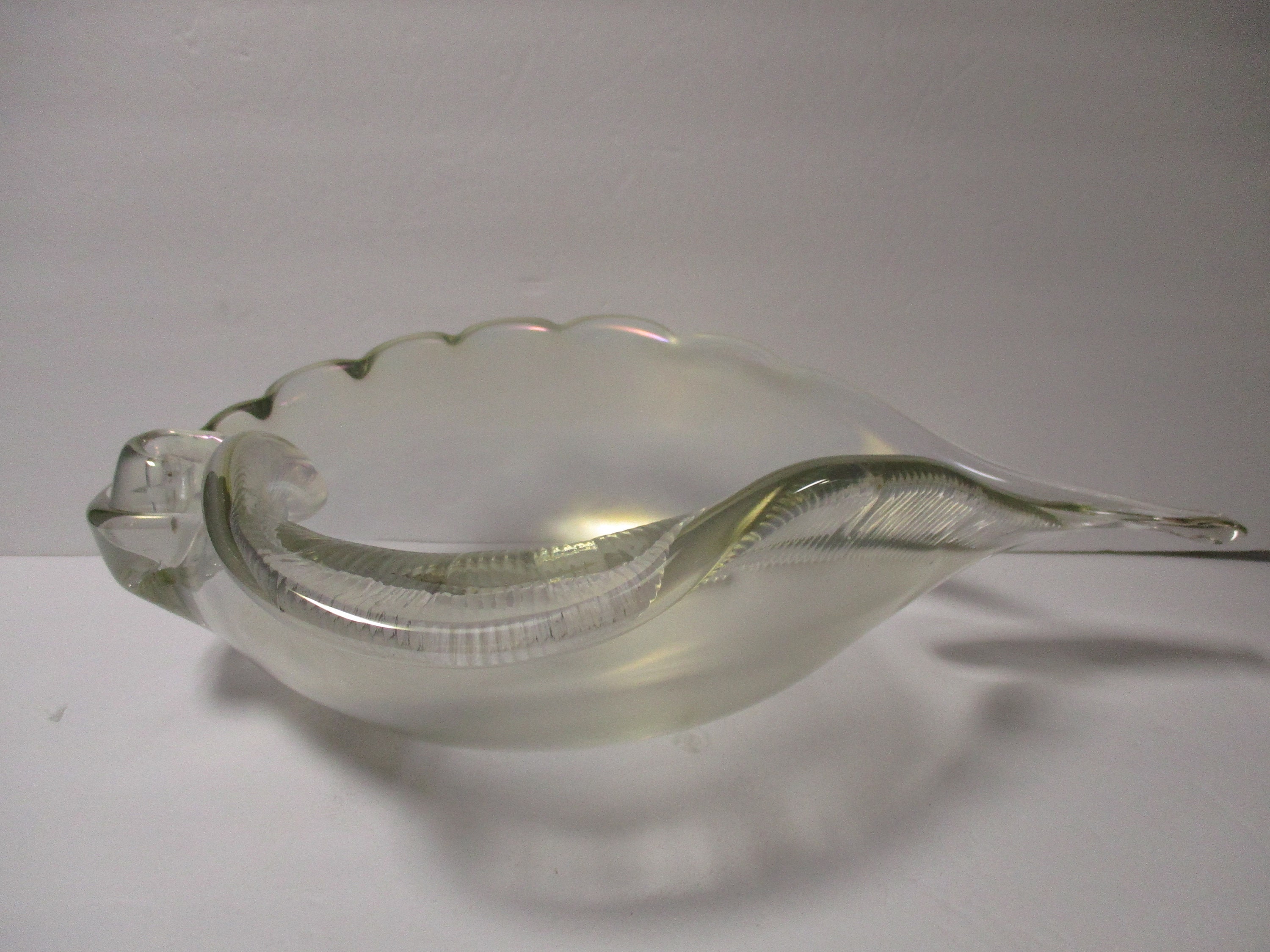1940s Barovier Style Vintage Italian Glass Large 16.5” Sea Form Shell ...