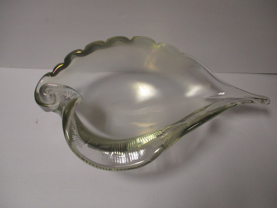 1940s Barovier Style Vintage Italian Glass Large 16.5” Sea Form Shell ...