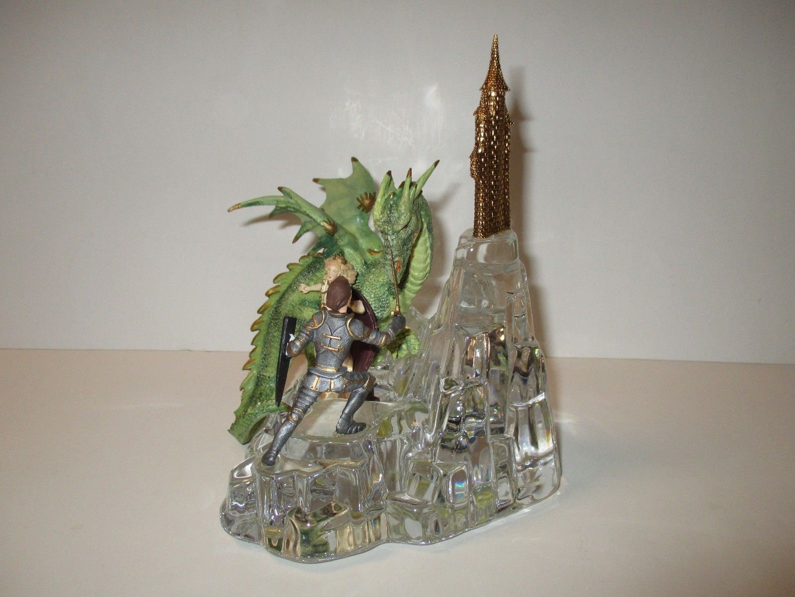 Rare Collectible Green Mythical Dragon With Prince- Princess and Castle ...