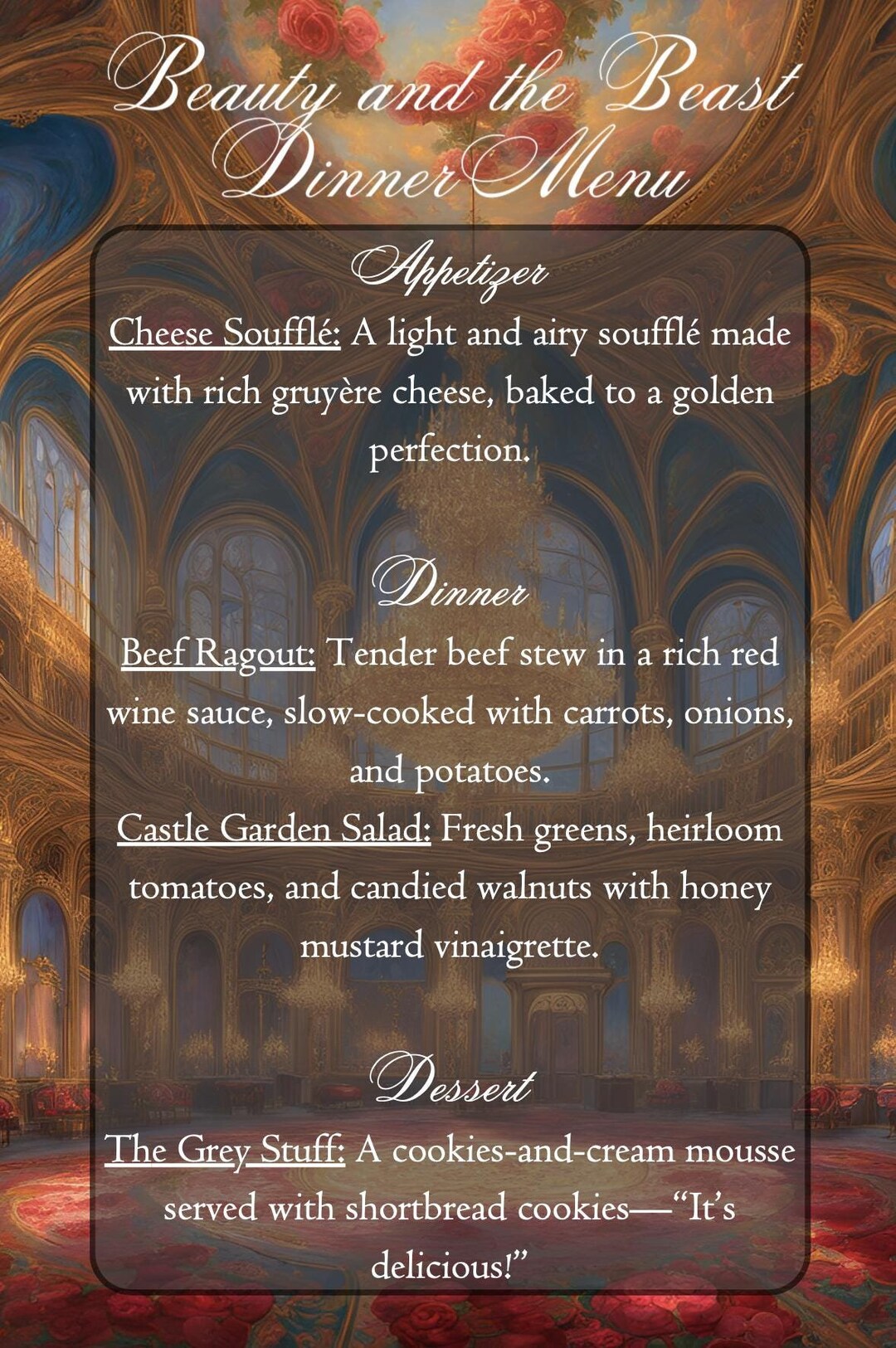 Beauty and the Beast Themed Dinner and A Movie - Etsy