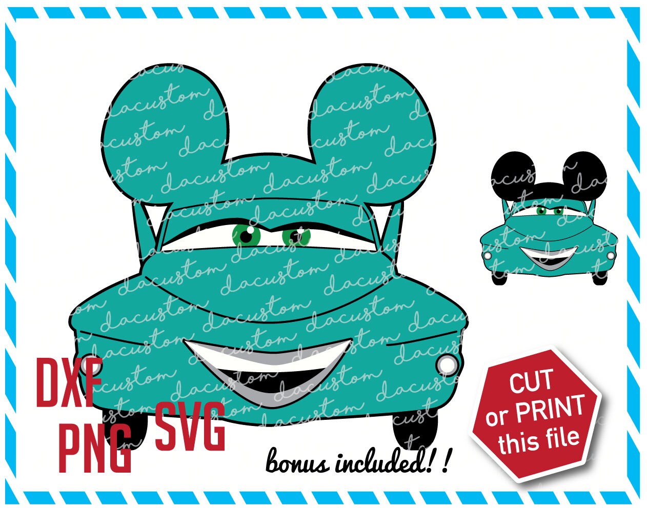 Cars Mickey Ears Mack Doc Flo Sarge Fillmore Ramone | Etsy