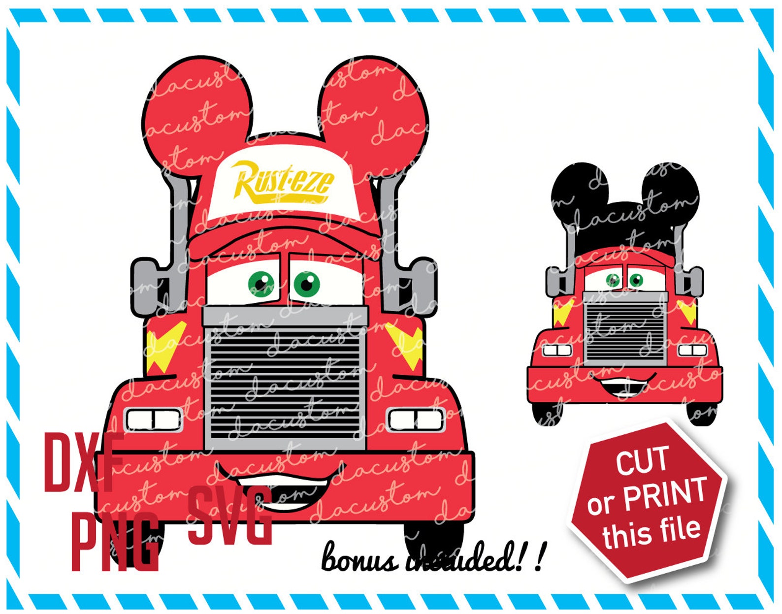 Cars Mickey Ears Mack Doc Flo Sarge Fillmore Ramone | Etsy