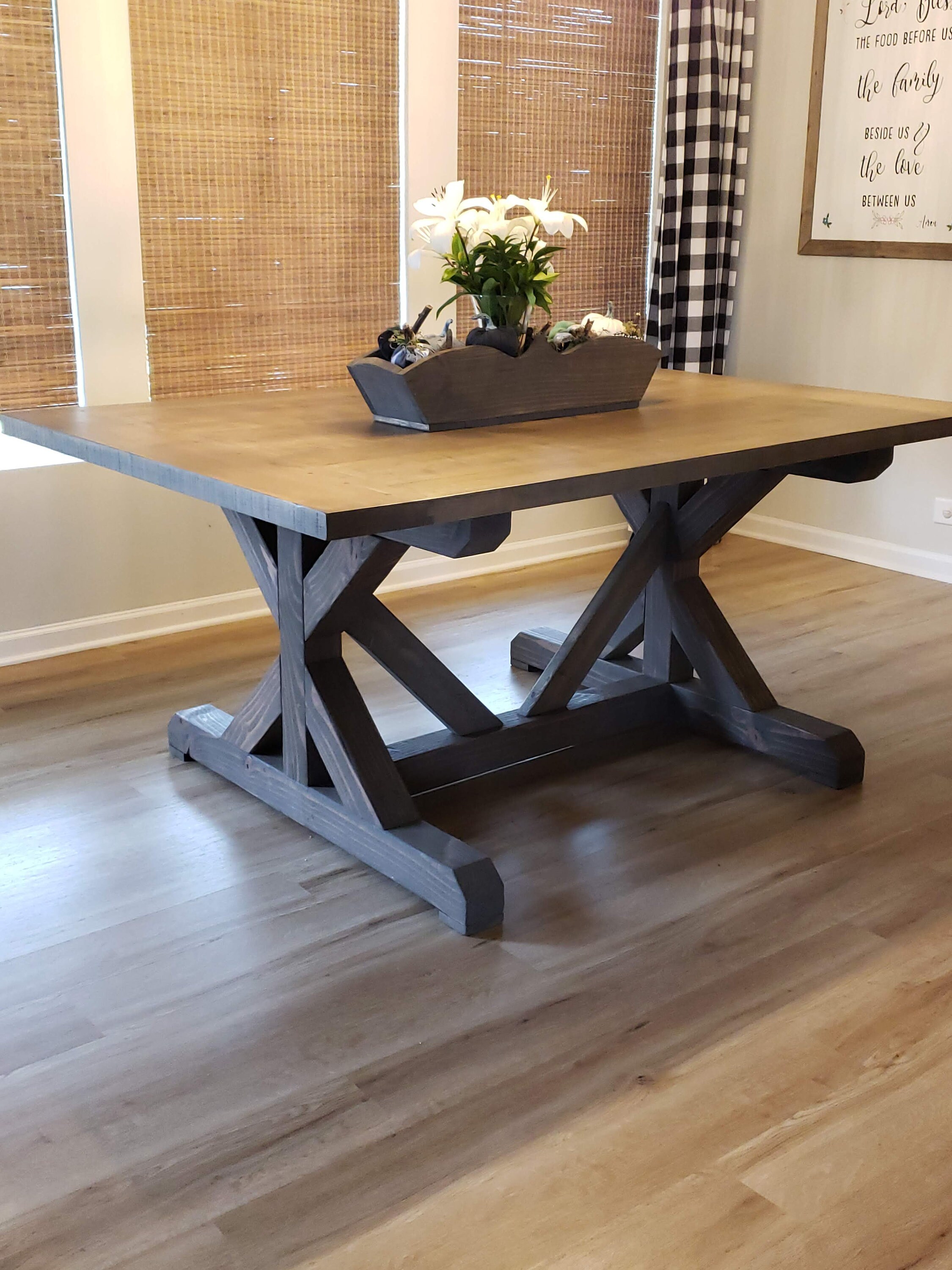 Maple Table Dining Table Trestle Legs Hardwood Rustic Etsy