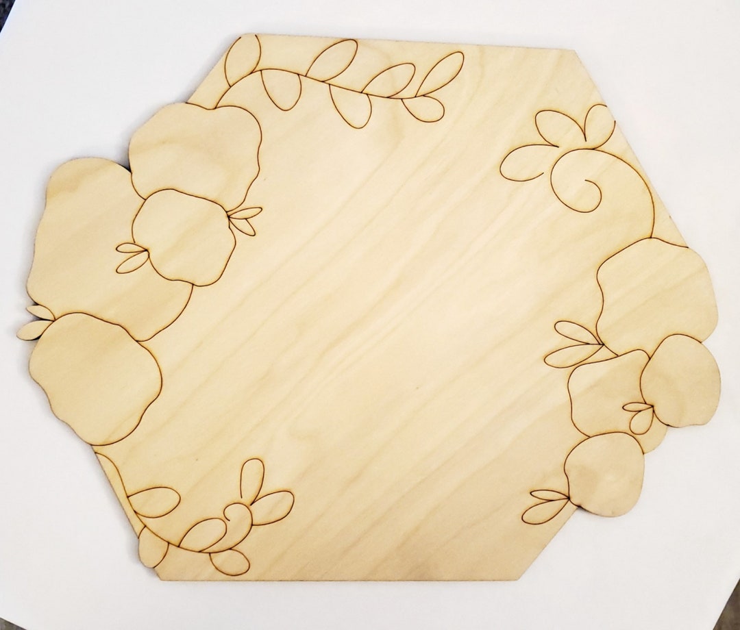 Unfinished Floral Wood Cutout Unpainted Wreath Sign Attachment DESTASH ...