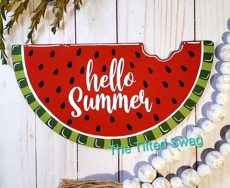 Hello Summer Watermelon Wreath Sign, Wood Sign Attachment, Wreath ...