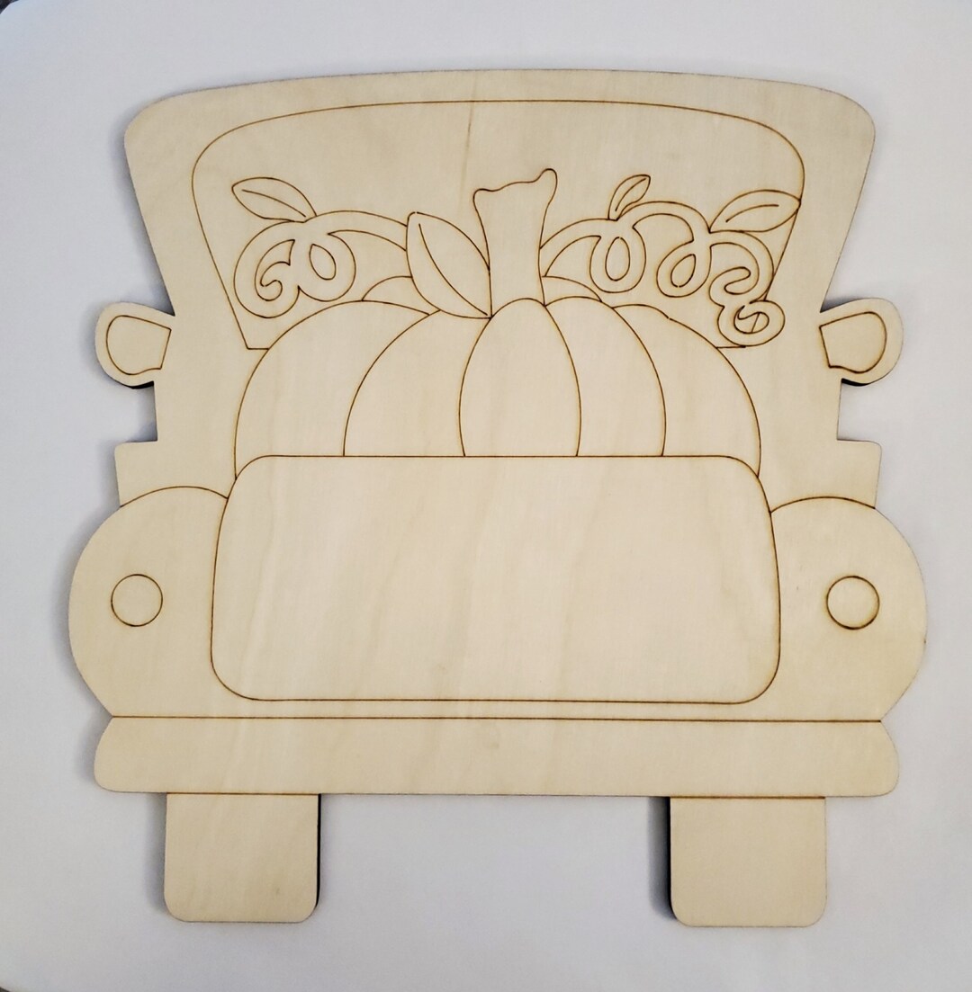 Unfinished Fall Pumpkin Truck Wood Cutout Unpainted Wreath Sign ...