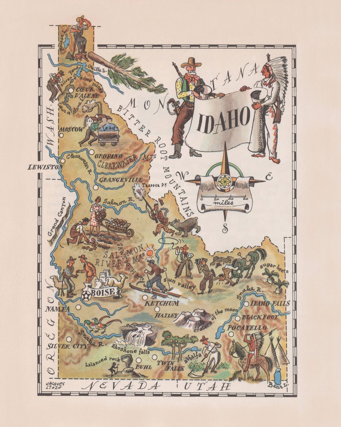 IDAHO VINTAGE Reproduction MAP Ready to Mat and Frame | Etsy