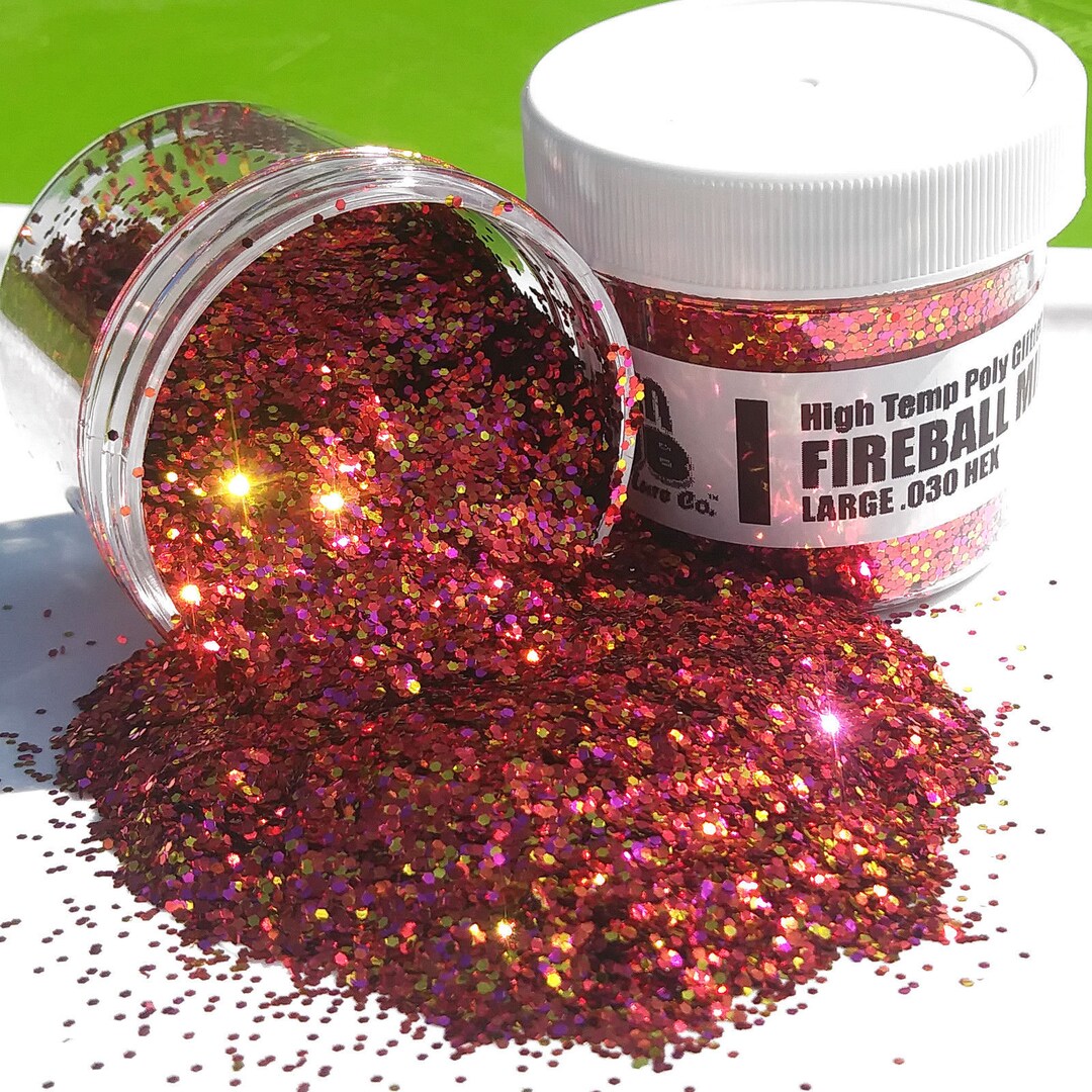 2 Oz. Jar FIREBALL MIX Glitter Solvent Resistant PET Glitter .030 Hex ...