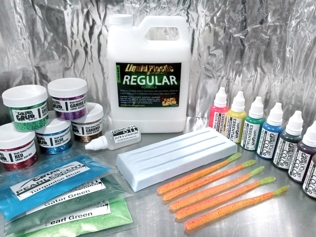 NEW Liquid Plastic SUPER STARTER Set / Finesse Worm Kit + Oil + Bags ...