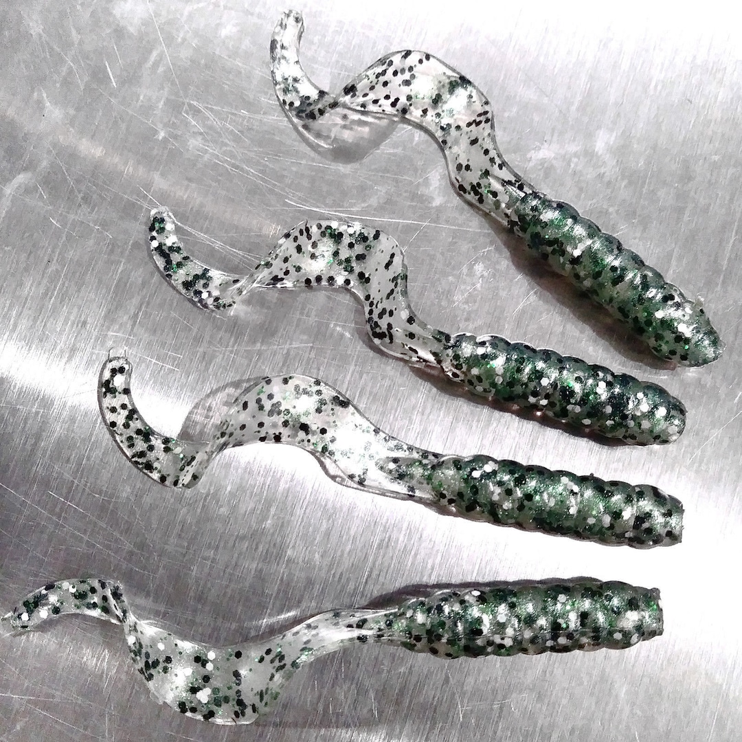 50/pack BLACK CRAPPIE 3 Grubs Curly Twister Tail Fishing Lure Plastic ...