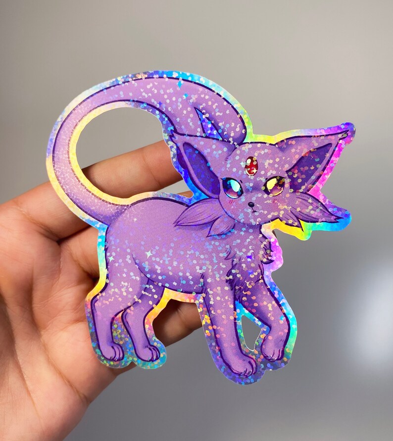 Espeon Eeveelutions Pokemon Holographic Vinyl Sticker | Etsy