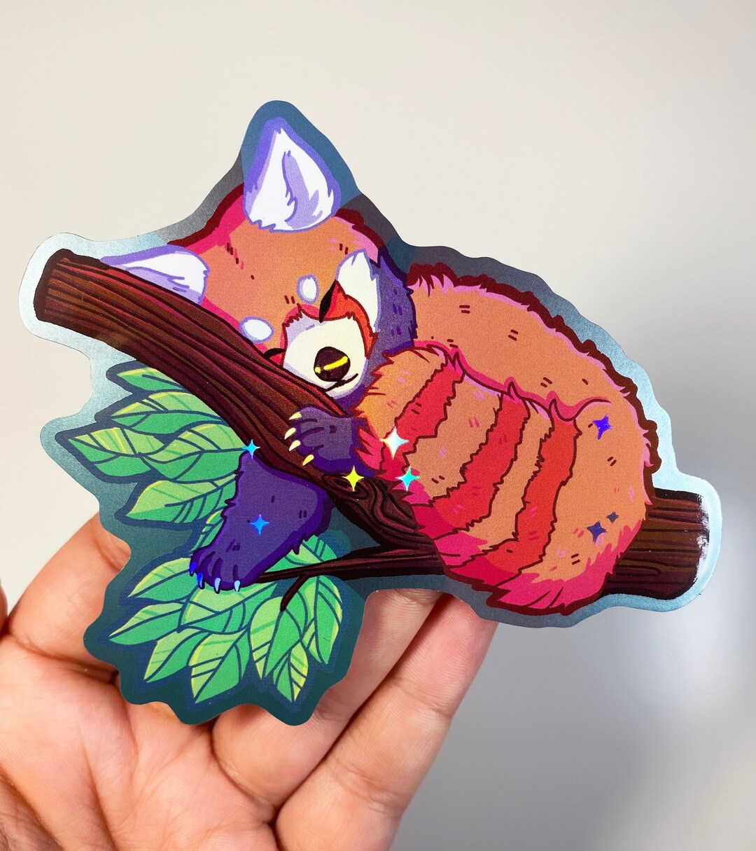 Red Panda Holographic Foiled Vinyl Sticker - Etsy