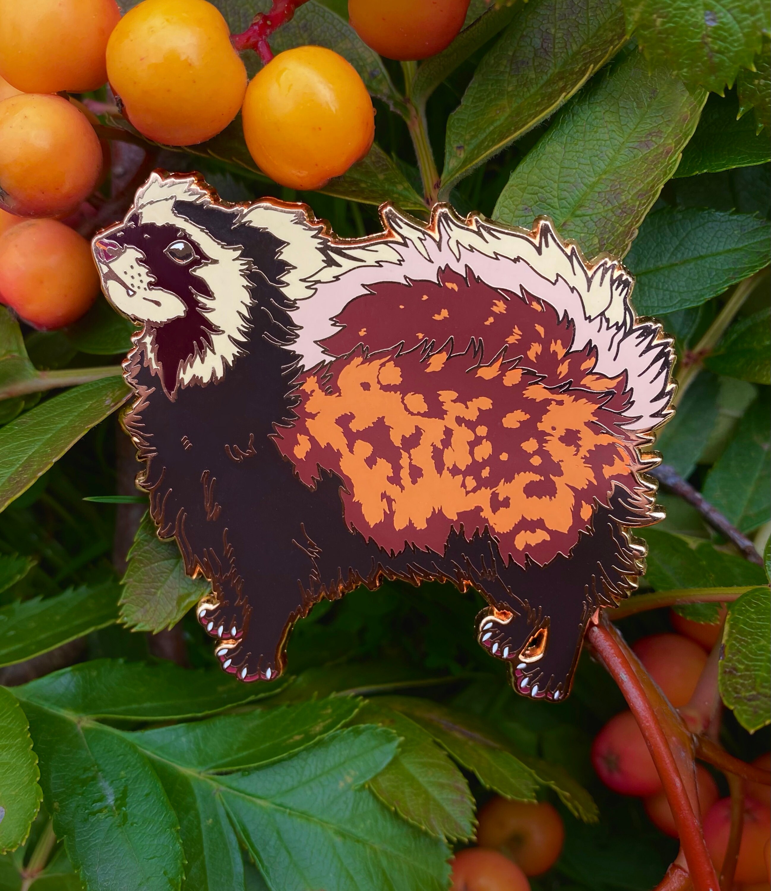 Marbled Polecat Wild Ferret Large Rose Gold Hard Enamel Pin - Etsy