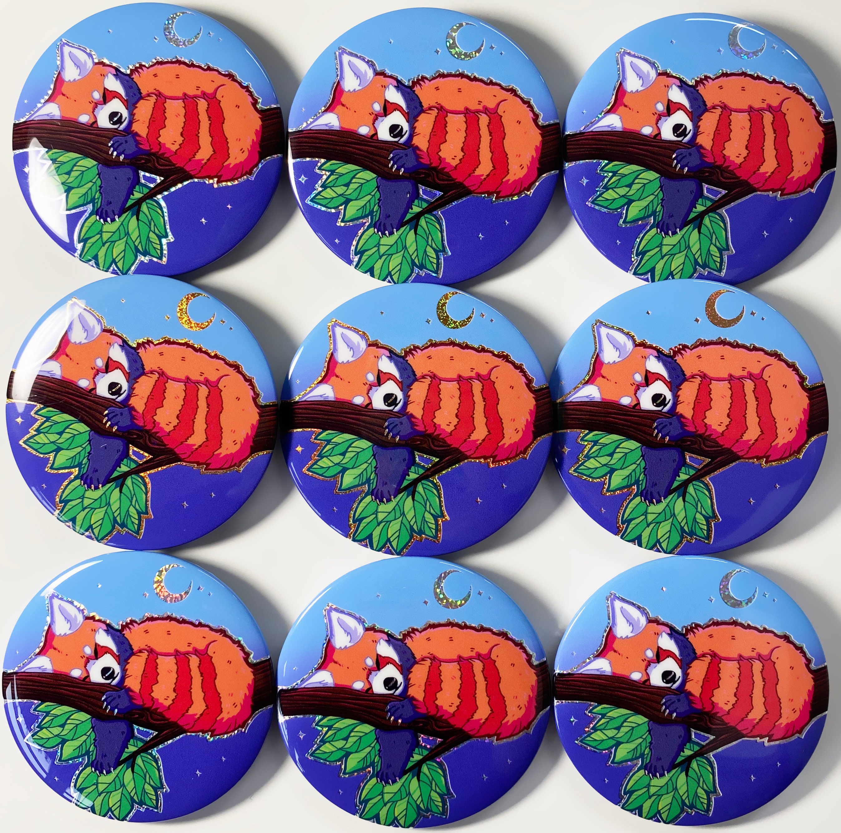 Red Panda Night Sky Holographic 58mm Badge | Etsy