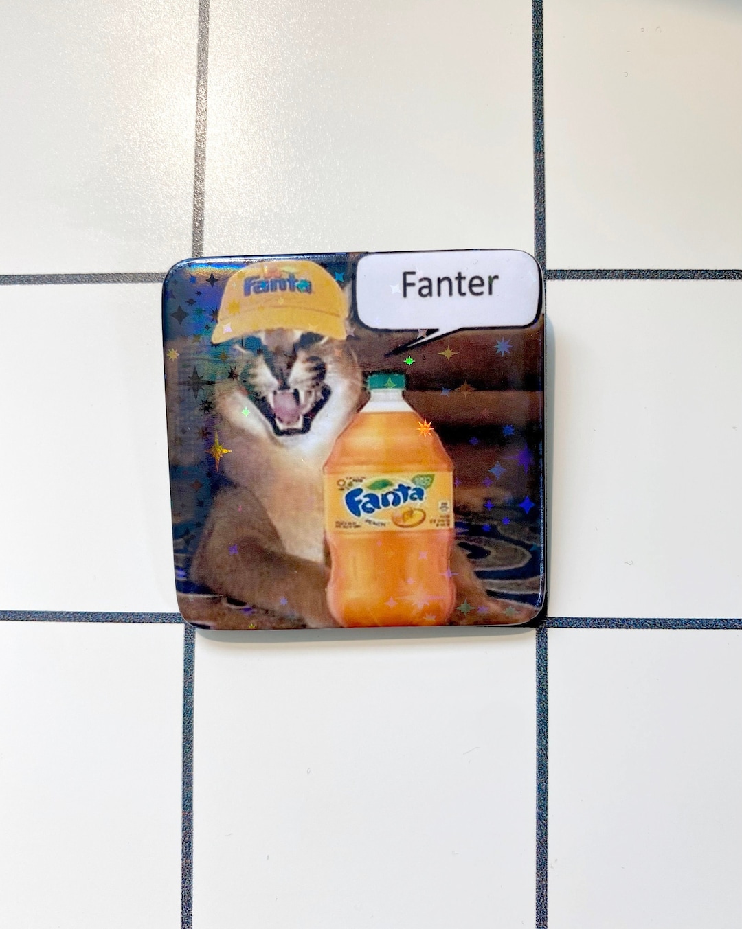 Fanter Carcal Big Floppa Funny Sparkly Meme Badge - Etsy UK