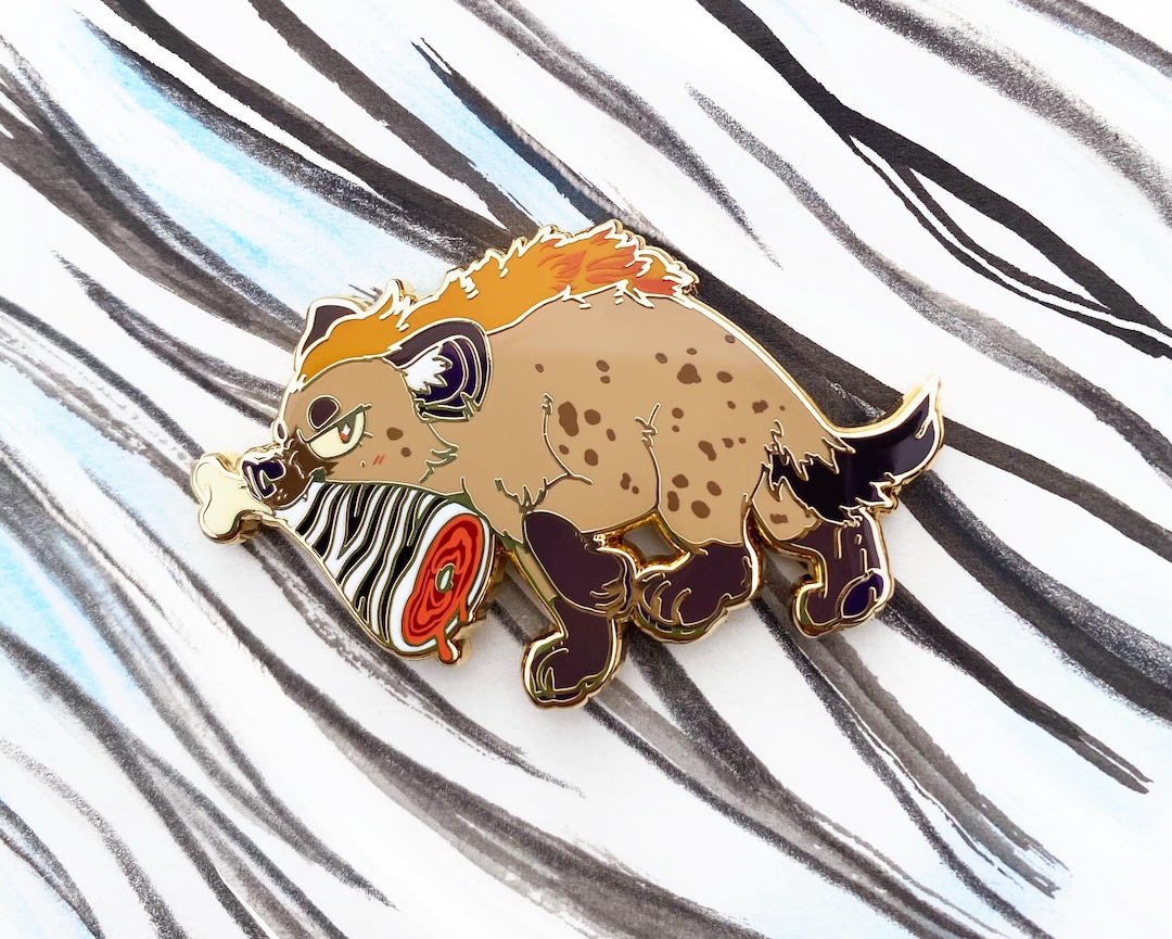 Spotted Hyena With Zebra Meat Small Gold Hard Enamel Pin - Etsy Australia