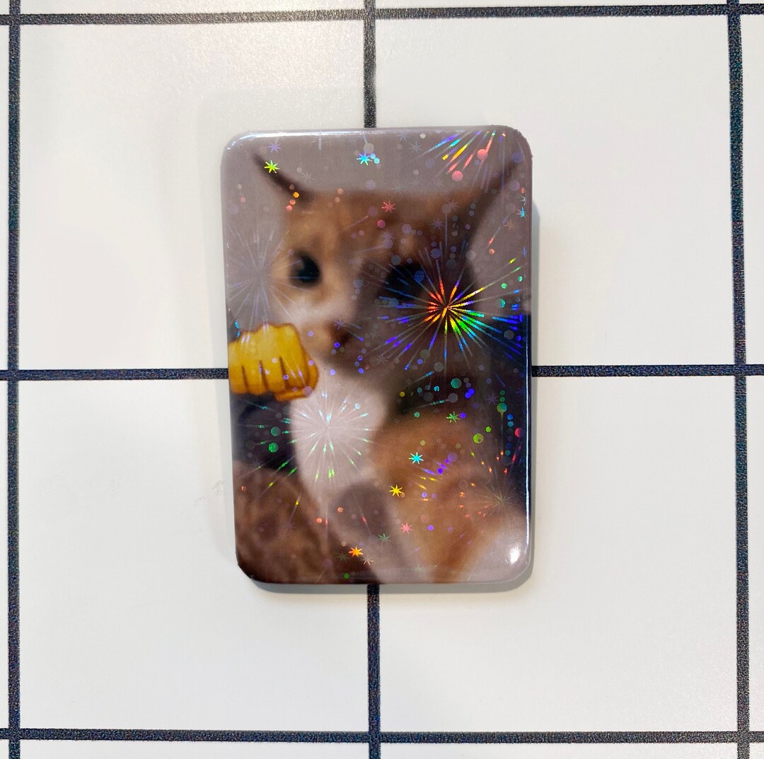 Punch Cat Funny Sparkly Meme Cat Badge - Etsy