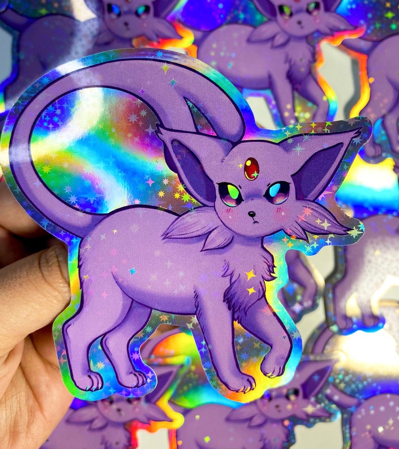 Espeon Eeveelutions Pokemon Holographic Vinyl Sticker | Etsy