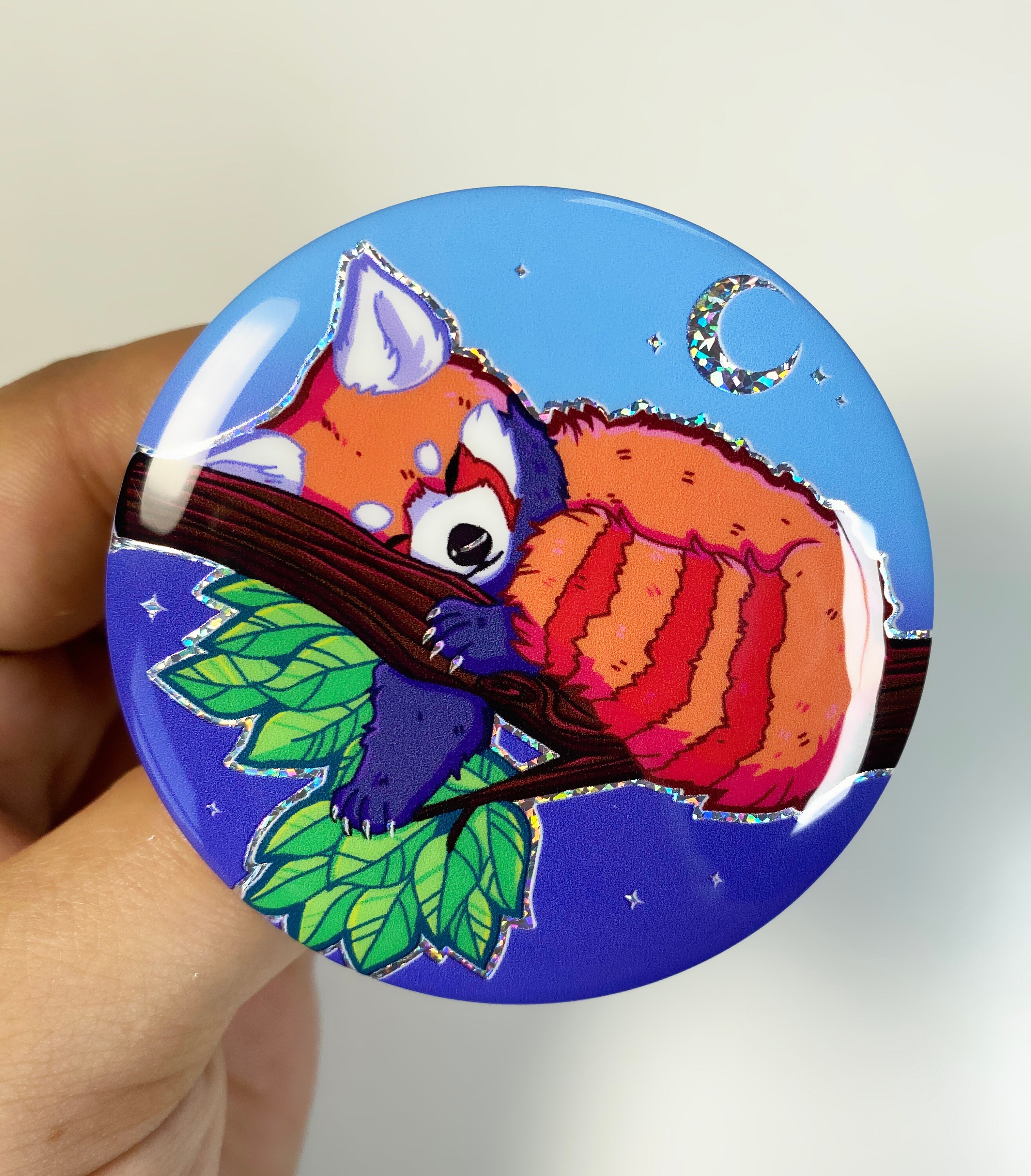 Red Panda Night Sky Holographic 58mm Badge | Etsy