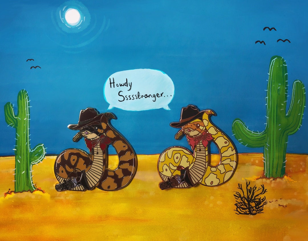 Snake Ball Python Cowboy Pin Albino Hard Enamel Pin - Etsy