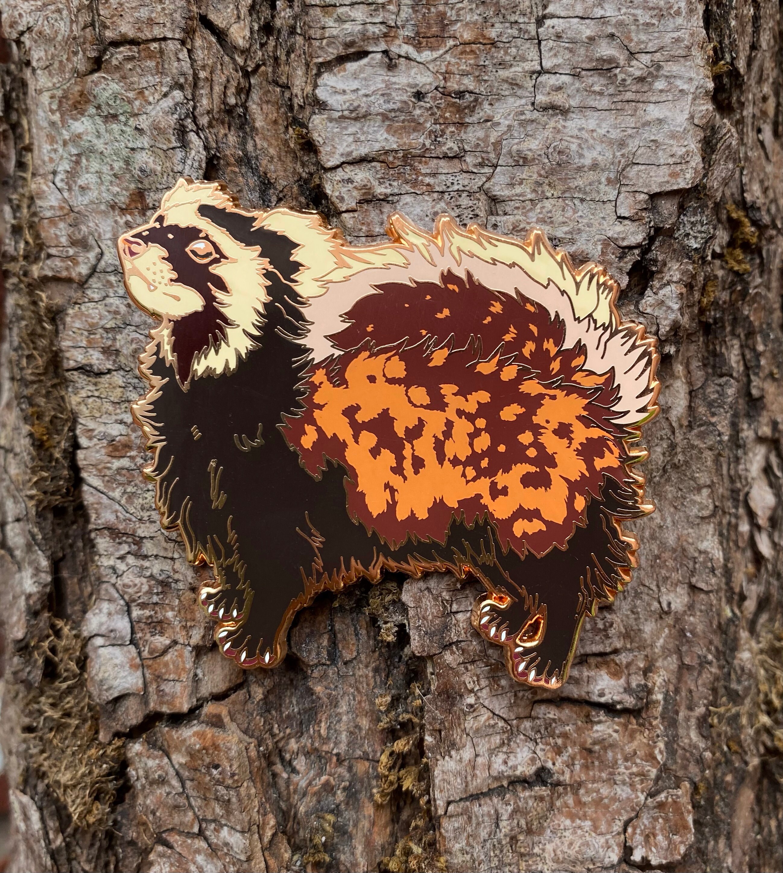 Marbled Polecat Wild Ferret Large Rose Gold Hard Enamel Pin - Etsy