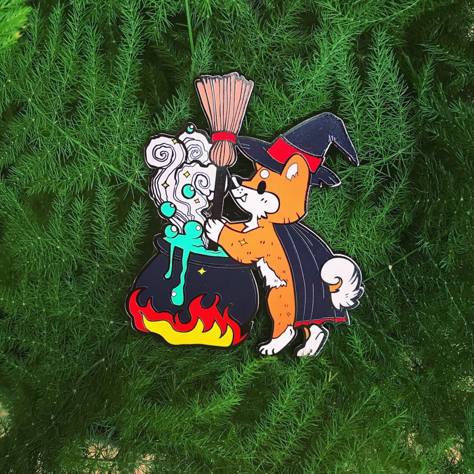 Shiba Witches' Brew Halloween Shiba Inu Vibrant Large Hard Enamel Gold ...
