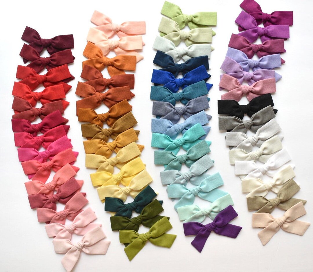 Choose Your Color Schoolgirl Bow, Petite Bows, Pigtail Set, Alligator ...