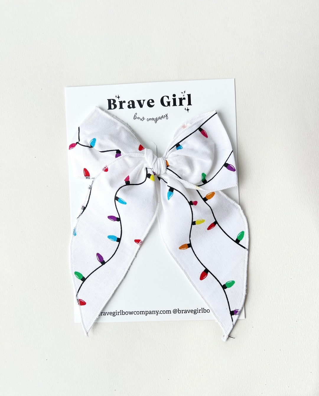 White Christmas Light Fable Bow, String Lights Bow, Christmas Hair Bow ...