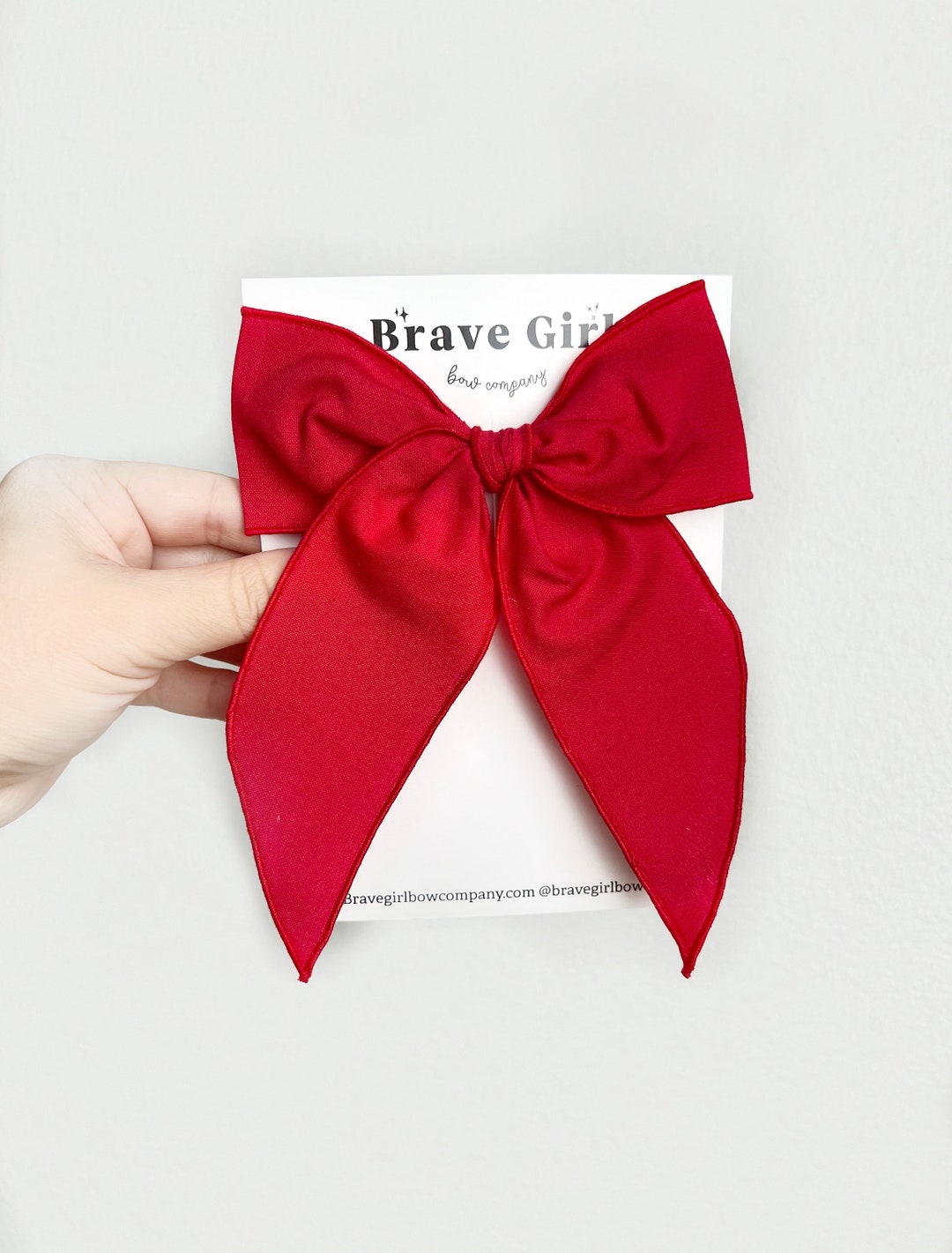 Bright Red Fable Bow, Valentines Day Red Bow, Long Tail Large Bow ...