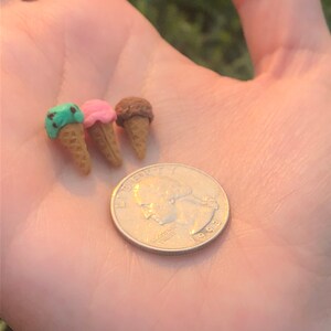 Miniature Ice Cream Cone; 1:12 Scale Ice Cream; Strawberry, Chocolate ...