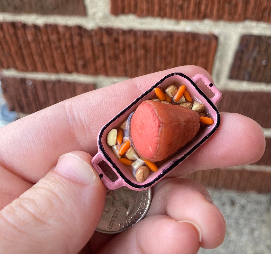 Miniature Doll House Roast Ham Dinner; 1:12 Scale Mini Food; Miniature ...